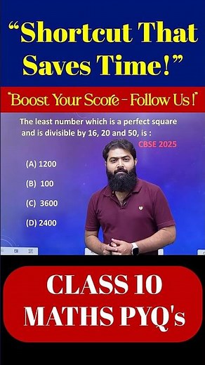 Least Perfect Square Divisible by 16, 20 & 50 | Class 10 Real Numbers PYQ CBSE 2025 #class10maths