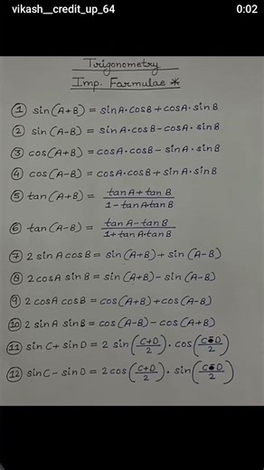 Trigonometry important formula #mathstricks #mathematics #school #educational #educationalvideos