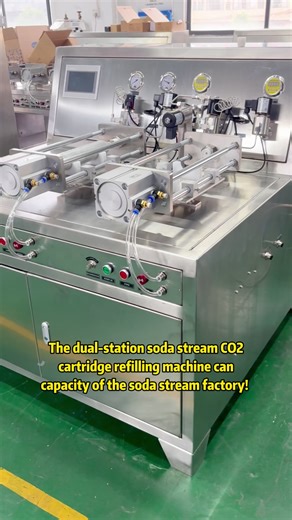 The dual-station soda stream CO2 cartridge refilling machine can capacity of the soda stream factory! #CO2 #refillingmachine #cartridgerefilling #Factory #Equipment