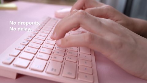 seenda Mini Wireless Keyboard and Mouse, Cute Pink Compact USB Keyboard Mouse Combo for Laptop/Windows Computer PC/Smart TV, Ultra Slim, Silent Click, Baby Pink
