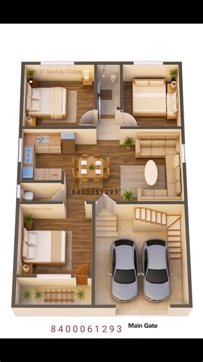 NAKSHA.COM1 on Instagram: "3D Home Plan  ll Beautiful House ll Follow Fore more videos, NAKSHA Banbane Ke Liye Contact Kare 8400061293"