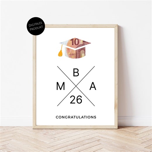 MBA Graduation Money Gift – Printable A4 – Graduation Cap Cut Out – Instant Download - Etsy