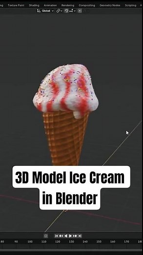 Blender3D Ice Cream in 1 minute #blendertutorial #blender#blender3dmodeling #b3d