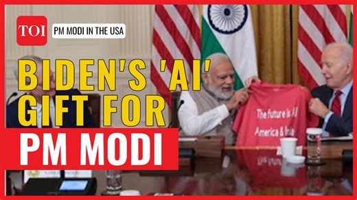 India-US Hi-Tech Handshake Event | Biden gifts an 'AI' T-shirt to PM Modi #IndiaUSRelations #PMModiUSAVisit #IndiaUSA #PMModi | The Times of India | Facebook