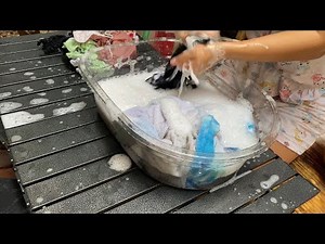 So relaxing 💦 ASMR - How to wash clothes with hand 🤍 sound water 💧 video 822