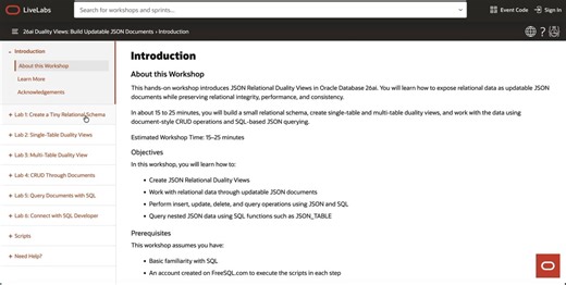 Layla contributed to the Oracle's first LiveLab with embedded FreeSQL worksheets which focused on JSON Relational Duality Views in Database 26ai! For anyone who doesn't know how massive Oracle is: we're talking one of the biggest enterprise tech giants on the planet, powering the databases behind countless Fortune 500 companies, banks, governments, and mission-critical systems worldwide. Building hands-on, in-browser labs that let devs instantly create duality views, run JSON-based CRUD, and que