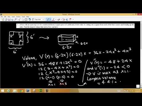 Optimization: Construction of a box with open top