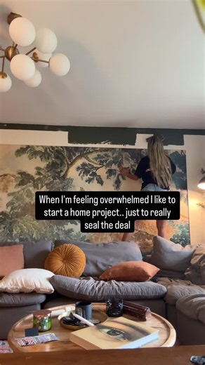 Annette Suarez on Instagram: "I wish I was kidding 😂. When I’m overwhelmed, I add more home design projects and makeovers. It actually works because the alternative is taking a break, but that’ll lead to the DIY home decor list getting longer. Do you do this? How many likes for my savage painting with no drop cloth and not dropping my paint roller? 😭🤣 #moodydecor #darkwalls #diy"