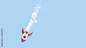 Space shuttle take-off animation. Rocket flying cartoon style anime style rocket animation in 4K 60fps. Vector Element for 2d Game.