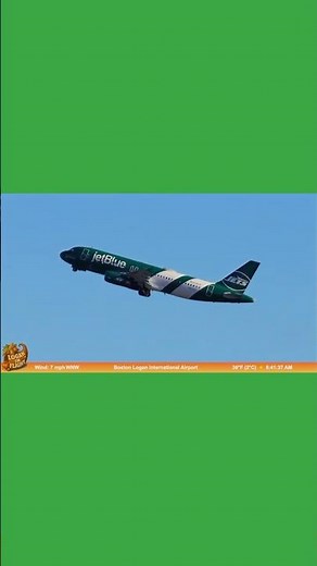 JetBlue New York Jets Special Livery Takeoff from Runway 33L at Boston Logan Airport