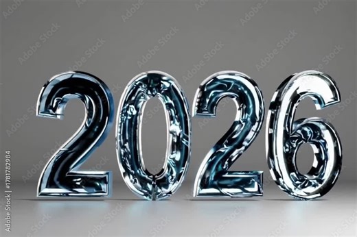 Falling Rain Numbers 2026 Dissolving Animation Isolated Background