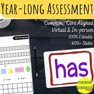 Digital Kindergarten Assessment End of the year and Year long Editable