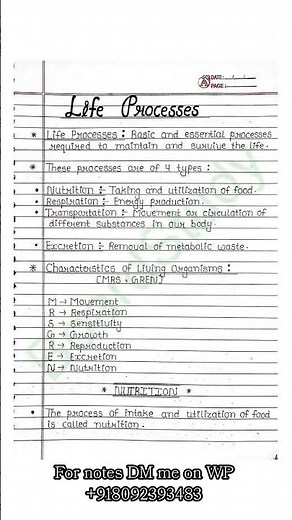 Class 10th chapter 5 Life Process notes #boardexam #biology #ncert #class10 #notes #boardexam2025
