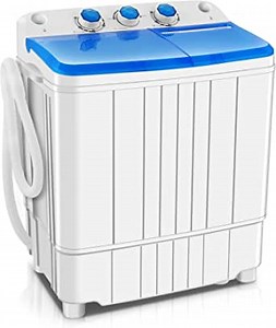 Nictemaw Portable Washing Machine, 16Lbs Capacity Twin Tub Washer and Dryer Combo, 2 in 1 Mini Washer with Built-in Drain Pump/Time Control, Semi-Auto 11Lbs Washer 5Lbs Spinner for Home/Apartments/Dorms/RV