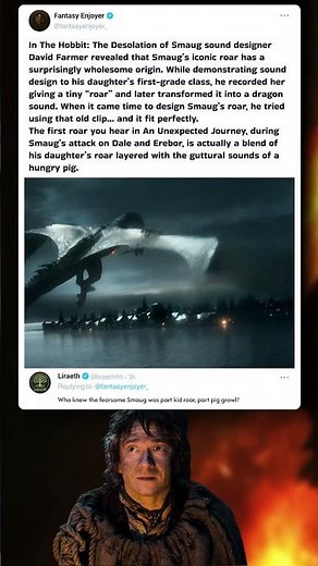 Smaug’s Roar Came From a Child and a Pig 🐉✨ #Hobbit #Smaug #BehindTheScenes