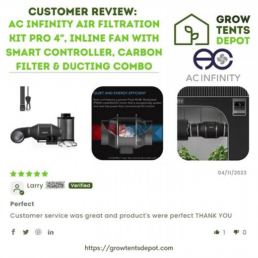 AC Infinity Air Filtration Kit PRO 4", Inline Fan with Smart Controller, Filter & Ducting Combo