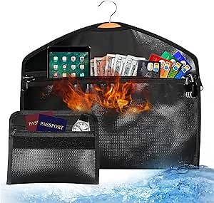 Sdstone Hanger Diversion safe with Lock, Fireproof Hanger Safe with Small Fireproof Bag,Secret Safe Under Clothes with Hidden Compartment to jewelry safes for home or Travel Safe 1 pack