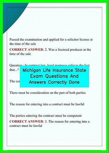 Michigan Life Insurance State Exam Questions And Answers Correctly Done video