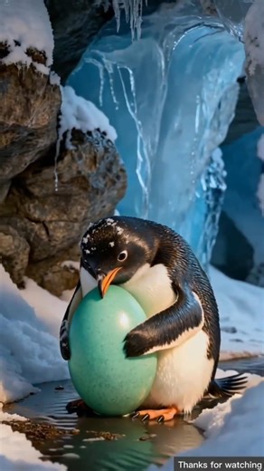 एक हरा अंडा बर्फ पर लुढ़कता हुआ पेंगुइन की गुफा तक पहुँच जाता है। #citizenimpact #goodinitiative