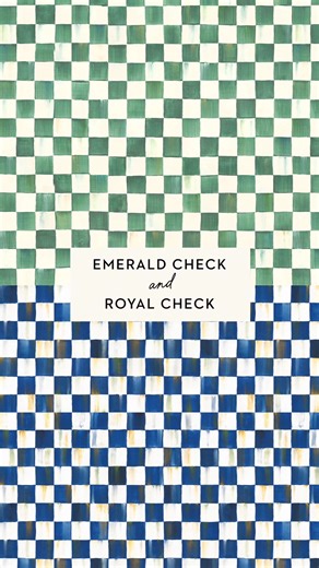 With the Emerald Check collection launching tomorrow, here’s a little inspo on how to pair it with our other check collections so you can plan your cart and get ready to welcome home the perfect pop of emerald! 🍹💐 | MacKenzie-Childs