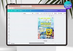 Spongebob Birthday Invitation, Watercolor Undersea Party - Etsy