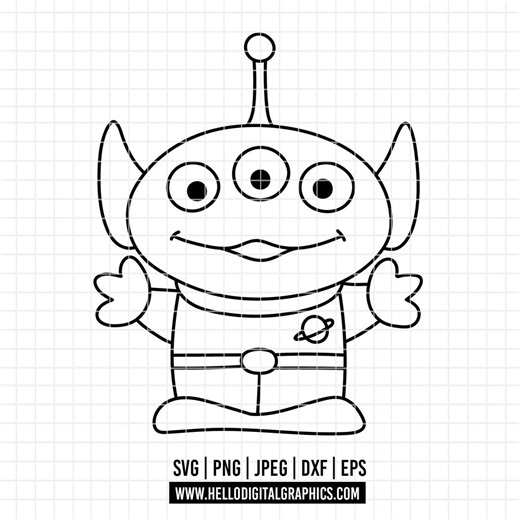 4625 - Alien From Toy Story Dtf Line Art Svg, Eps, Png, Dxf, Jpeg. Disneyy Toy Story Dtf - Etsy
