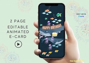 Animated Birthday Electronic Card, Happy Birthday Animated Ecard, Digital Birthday Card, Self-edit Birthday Cards, the Happecard, Instant - Etsy