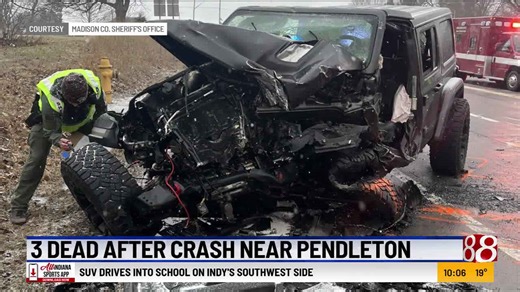2 men, a woman die in 2-car crash near Pendleton, Indiana