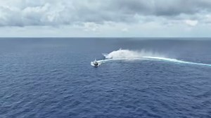 28K views · 983 reactions | WATCH: Drone video shows a China Coast Guard vessel firing a water cannon against the Philippines' BRP Datu Sanday near Escoda (Sabina) Shoal on Aug. 25. | : BFAR via Nestor A. Corrales, Philippine Daily Inquirer | INQUIRER.net | Facebook