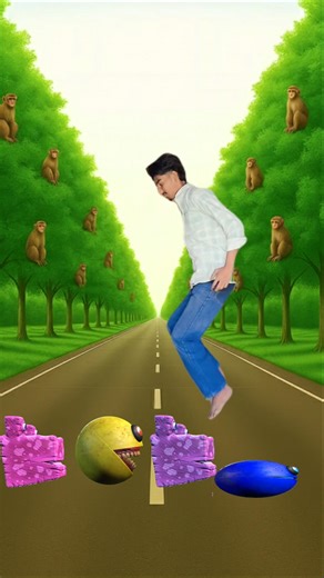 wait me jump on new colour monster Pac-Man vs 4 Big monster Pac-Man #shorts #youtubeshorts