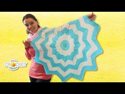 Classic Round Ripple Crochet Baby Blanket - Sunburst Pattern