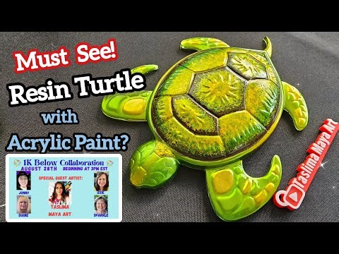 Acrylic & Resin Textured Turtle | Guest Artist Texture Challenge | 1K Below Collab 😍