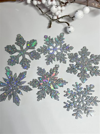 Snowflake Ornament Silver Glitter Set Christmas Handmade - Etsy