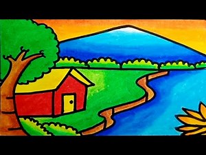 How To Draw Natural Scenery Easy Step By Step | Drawing Natural Scenery For Beginners Very Easy