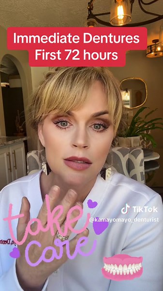 Immediate Dentures. What to expect and my advice during the first 72 hours.#denture #denturegang #showyourteeth🦷 #dentalsmile #denturegirl #denturegangnoshame #fypシ #❤️❤️❤️ #smile #denturesatayoungage #dentureconfidence #immediatedentures #expert