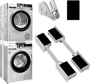 Washer Dryer Stacking Kit, Universal Stacking Kit for Washer and Dryer, Adjustable 29"/28"/27"/26"/25"/24" Stackable Stacking Kit Replacement with Ratchet Strap