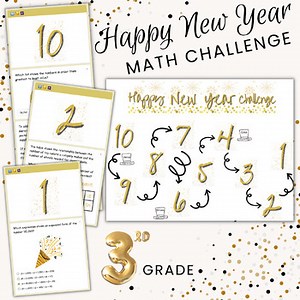 New Year Math Challenge | 3rd Grade Review Activity