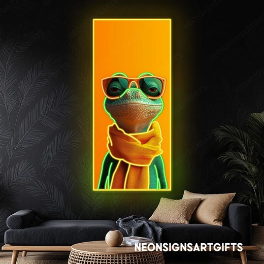 Animal Frog Neon Uv Sign Wall Decor, Stylish Frog With Sunglasses Uv Neon Sign, Sunglasses Frog Led Glow Print Neon Sign, Funny Frog Led Art - Etsy