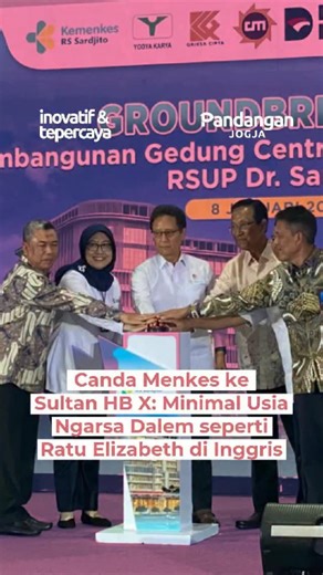Pandangan Jogja on Instagram: "Menteri Kesehatan RI, Budi Gunadi Sadikin, menyebut dirinya akan merasa berhasil menjalankan tugas jika usia Gubernur DIY, Sri Sultan Hamengku Buwono X, bisa menyamai Ratu Elizabeth yang wafat pada usia 96 tahun. Pernyataan Itu disampaikan saat groundbreaking pembangunan Gedung Central Medical Unit (CMU) RSUP Dr Sardjito, Kamis (8/1). la juga berharap usia Sultan HB X bisa mencapai 100 tahun. "Kami memahami kita ada perbedaan usia, tapi sebagai Kementerian Kesehata
