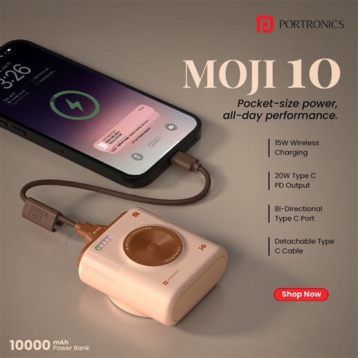 Running out of battery? Not today. 😌🔋 Snap on Moji 10 and stay powered through workdays, travel plans & endless scrolling—with magnetic wireless charging and fast Type-C backup when you need it most⚡ Why Moji 10 is your everyday essential: ⚡ 15W Magnetic Wireless Charging 🔌 20W Type-C PD Wired Fast Charge 🔄 Bi-Directional Type-C Port 📏 Pocket-Sized 10,000mAh Design 💡 LED Battery Indicator 🎨 Premium White & Mocha Finish ✔️ Detachable Type-C Cable Included 🛡️ 12-Month Warranty Plus, get 10