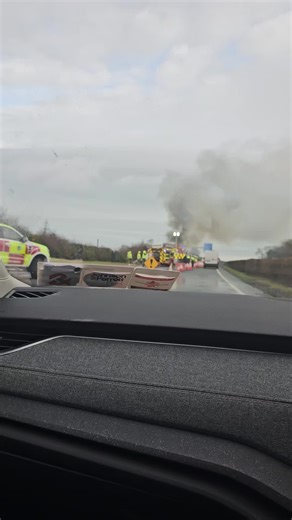 N11 Northbound.... Cows wont be fed tonight unfortunately. #arklowfire #fire #tractor #arklow #fyp