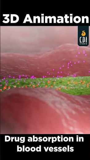 3D Animation: Drug absorption in blood vessels #medicalanimation #3danimation