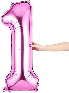Restaurantware-Balloonify 40 Inch Number Balloon, 1 Large Digital Party Balloon - Number 1, Self-Sealing, Pink Foil Mylar Finish, Hanging Loop, Decoration For Birthday, Wedding, Or Graduation