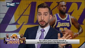 234K views · 2.4K reactions | "LeBron James has clearly been the best point guard. He's leading the league in assists & the Los Angeles Lakers have the best record. When LeBron's in Year 20, that's going to be his full-time position. That court vision & passing is never going away, even as the athleticism wanes." — Nick Wright | First Things First on FS1 | Facebook