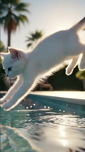 🐾 Baby Cat’s First Pool Adventure! 💦 | Cutest Splash Ever 😻