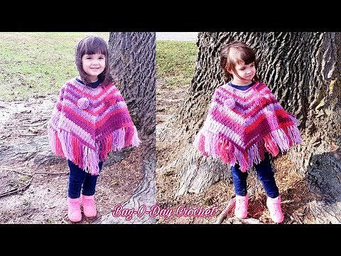 Crochet Toddler Poncho | Pretty in Pink 💖💗💖 | Bag o day crochet tutorial #535