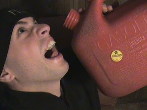 Boy Drinks Gas to Gain Power.