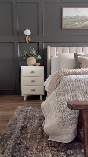 Accent wall tutorial! 1. paint entire wall colors of your choosing : this is Urbane Bronze by SW 2. Install 1x6 boards horizontally and 1x4 vertically in a pattern of your choosing. I chose a grid pattern to fit my furniture 3. Install basecap molding inside of each box to give more dimension. 4. Wood fill/caulk/sand and then paint This cost me less than $200 when I did it back in 2021 and would run anywhere from $500-$600 now. Let me know what questions you have! #diyaccentwall #accentwallideas