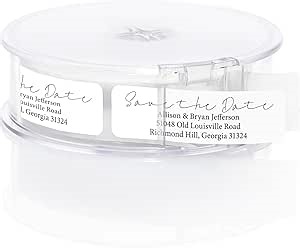 Save The Date Rolled Address Labels / 250 Personalized Return Address Labels/Designer Address Stickers in Elegant Plastic Dispenser