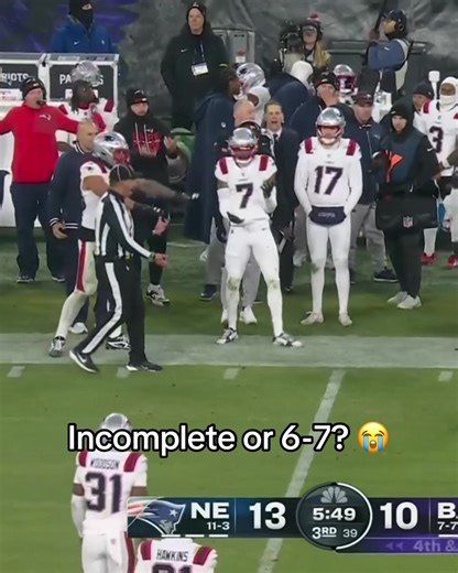 Patriots vs Ravens: Incomplete Sideline Catch